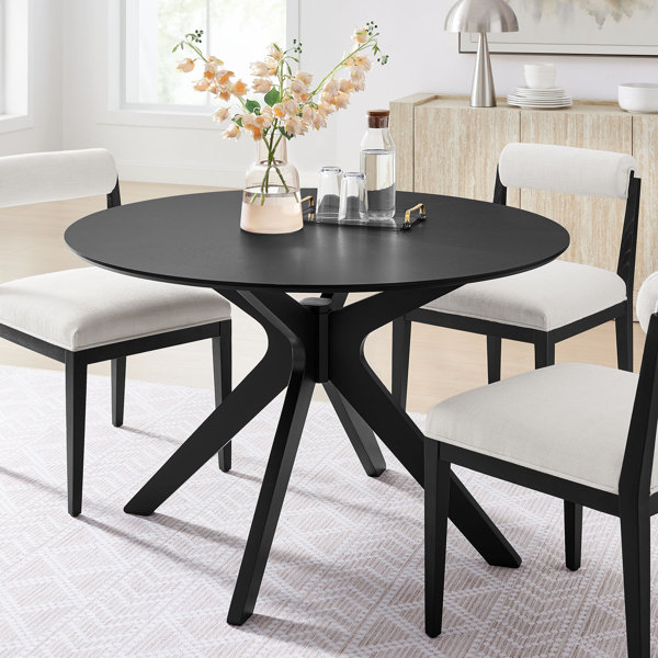 Modway Crossroads 47" Round Wood Dining Table In Black | Wayfair